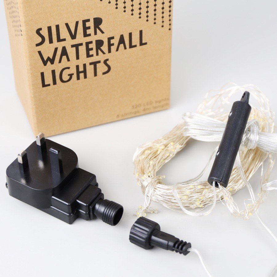 Mains Powered Silver Wire Waterfall String Lights | Lisa Angel