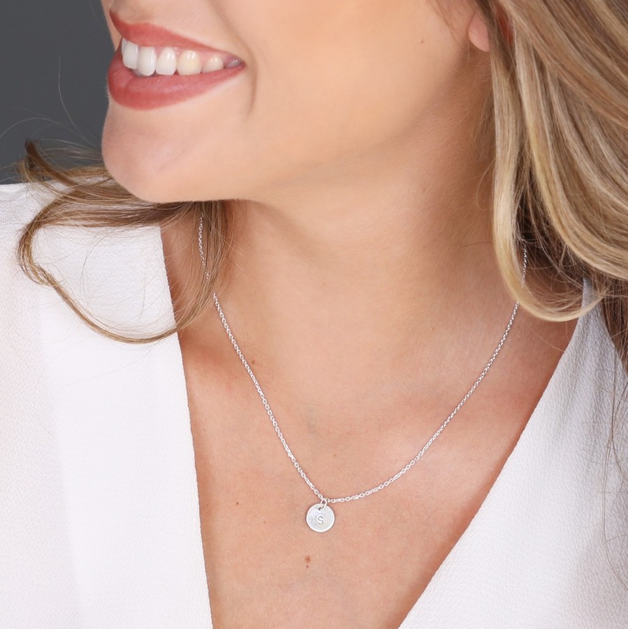 Personalised Disc Charm Initial Necklace | Lisa Angel