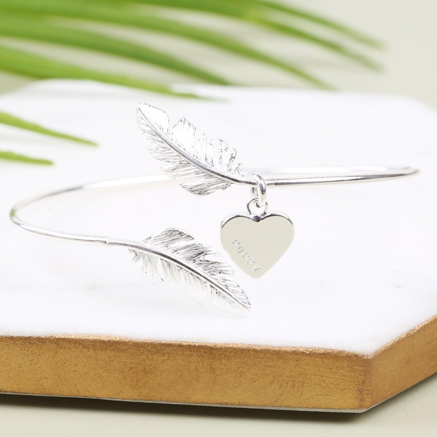 Feather Bangle with Name | Women's Jewellery | Lisa Angel