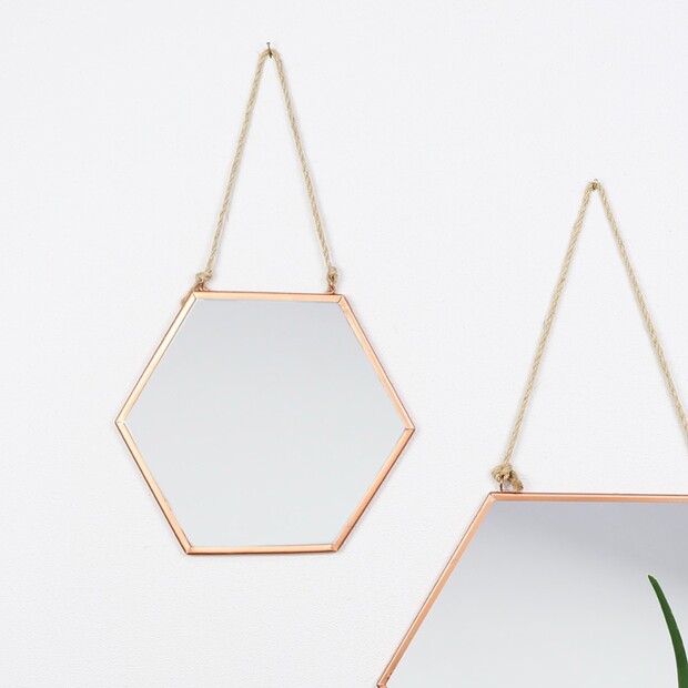 Small Copper Hexagon Mirror | Home Accessories | Lisa Angel