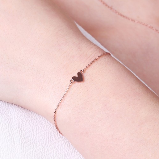 Shiny Rose Gold Heart Bracelet | Jewellery | Lisa Angel
