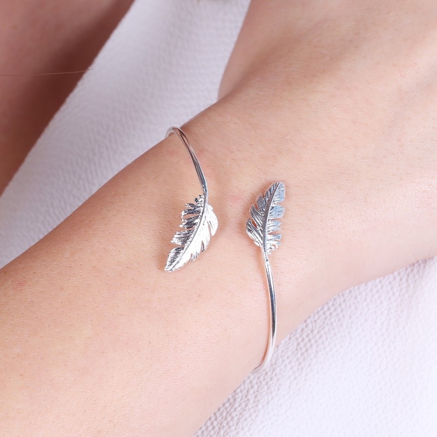 Feather Bangle with Name | Women's Jewellery | Lisa Angel