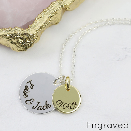 Personalised Double Disc Charm Necklace | Lisa Angel