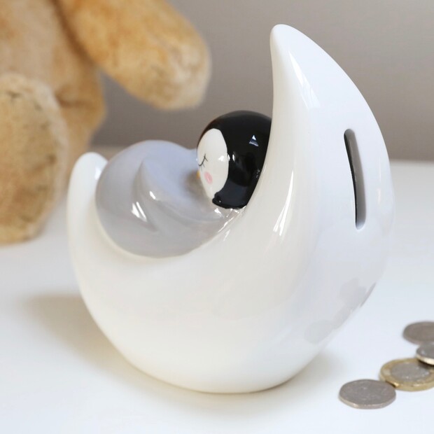 Sleeping Penguin Moon Money Box | Lisa Angel Home