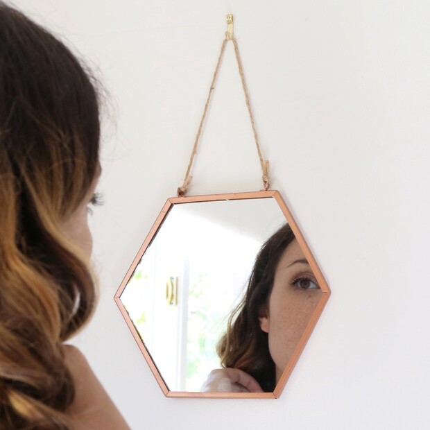 Small Copper Hexagon Mirror | Home Accessories | Lisa Angel