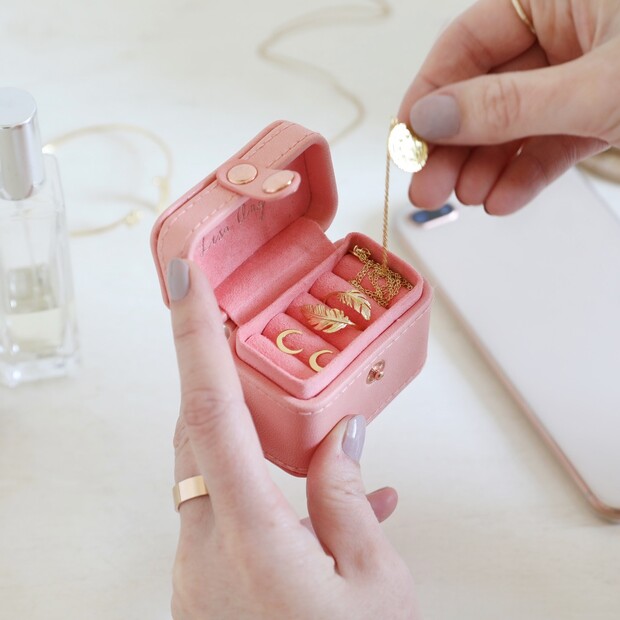 Petite Travel Ring Box in Pink | Jewellery Storage | Lisa Angel