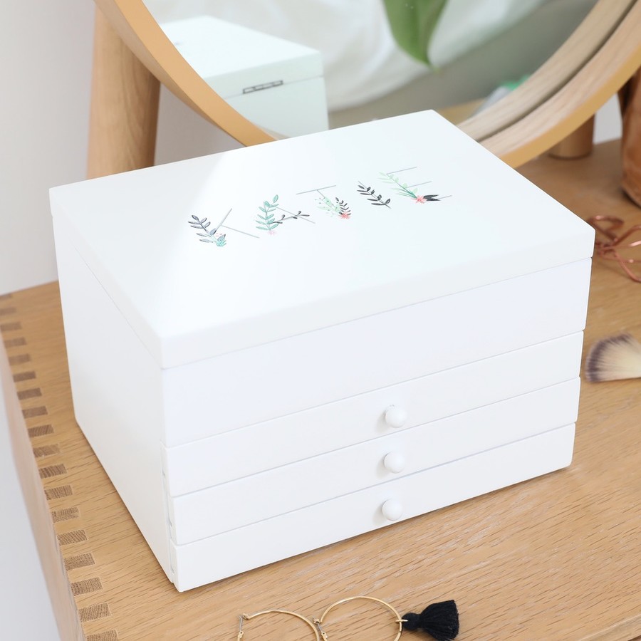 Personalised Triple Drawer Wooden Jewellery Box | Lisa Angel