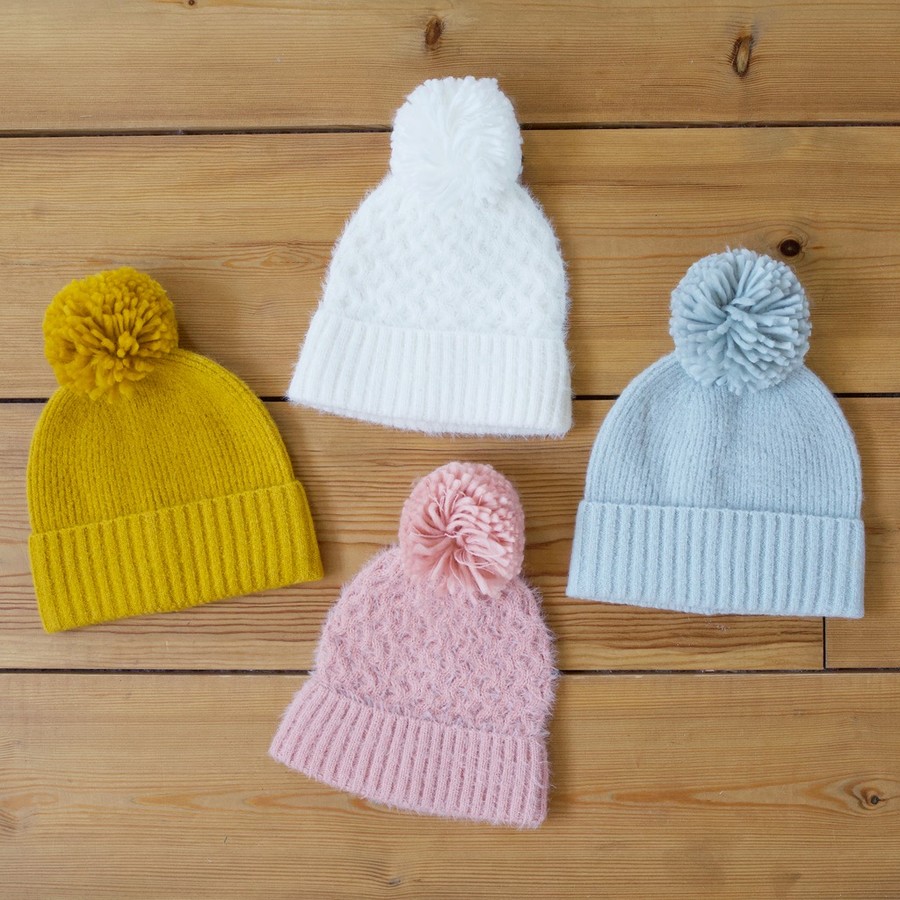 Soft Knit Bobble Hat in Grey | Winter Accessories | Lisa Angel