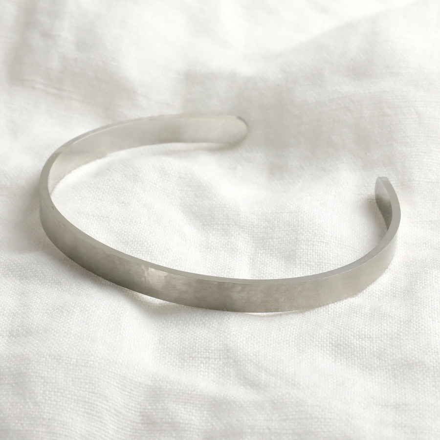 Personalised Hammered Stainless Steel Bangle | Lisa Angel