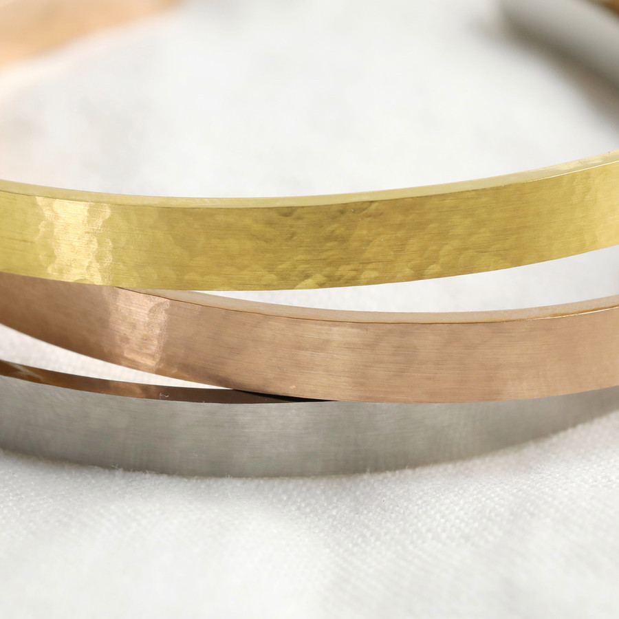 Personalised Hammered Stainless Steel Bangle | Lisa Angel