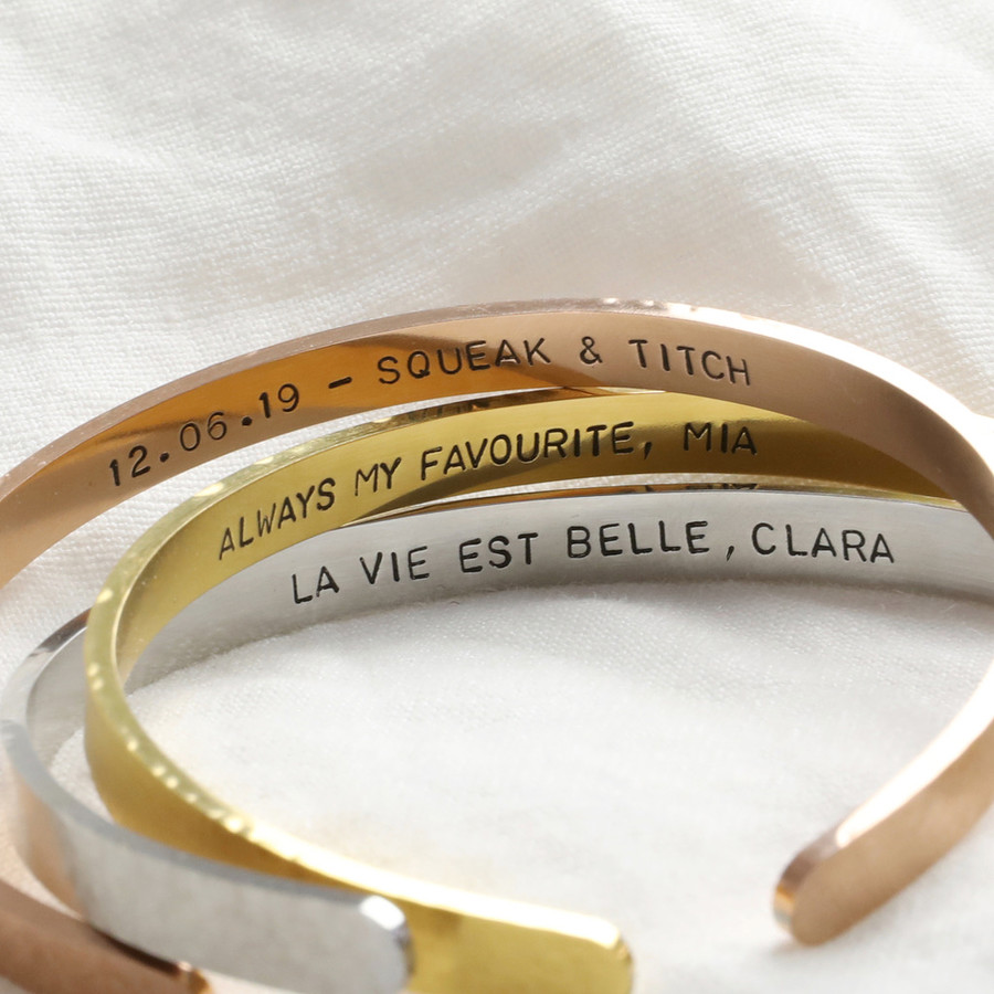 Personalised Hammered Stainless Steel Bangle | Lisa Angel