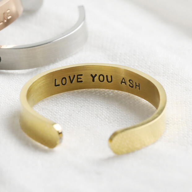 Personalised Adjustable Stainless Steel Bar Ring | Lisa Angel