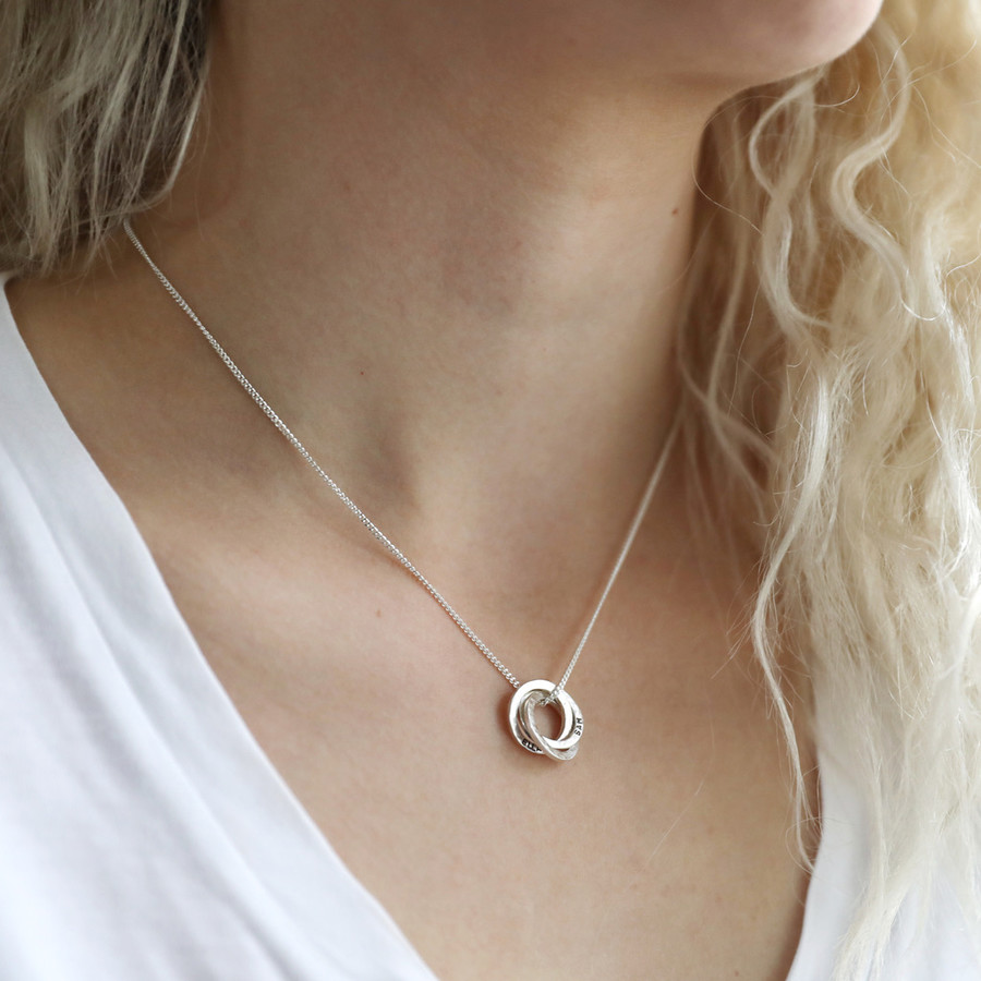 Personalised Hammered Russian Ring Necklace | Lisa Angel