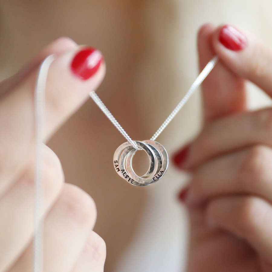Personalised Hammered Russian Ring Necklace | Lisa Angel