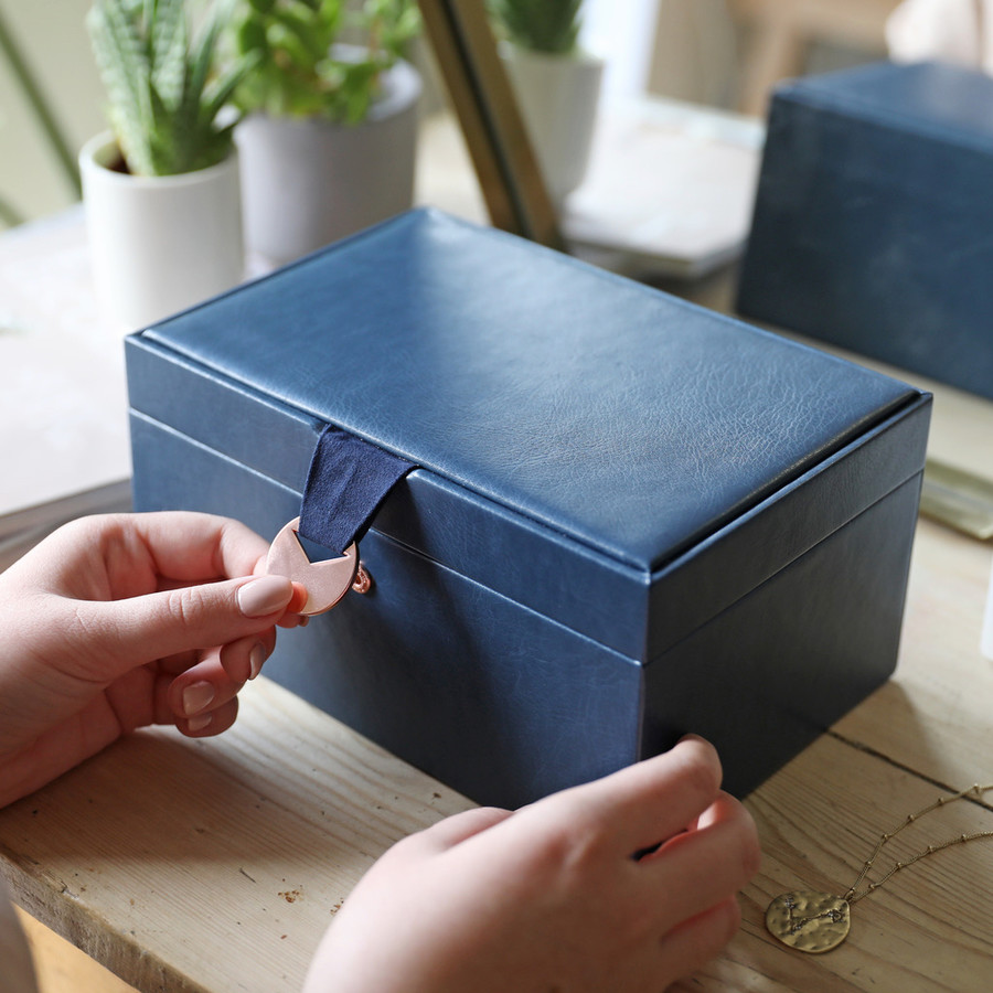 Navy Two Tier Jewellery Box | Jewellery Storage | Lisa Angel