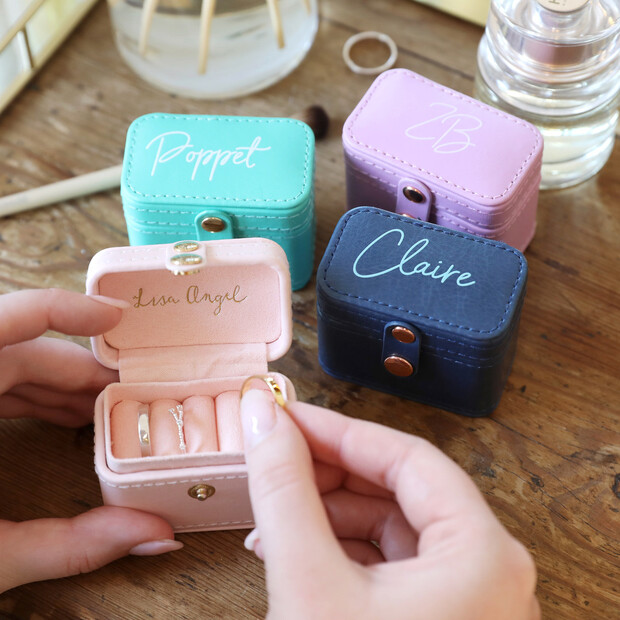 Personalised Petite Travel Ring Box | Jewellery Box | Lisa Angel