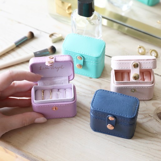 Petite Travel Ring Box in Navy and Mint Green | Lisa Angel