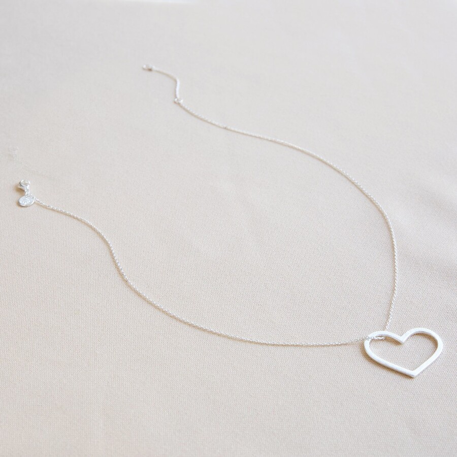 Large Heart Outline Necklace in Silver | Jewellery | Lisa Angel