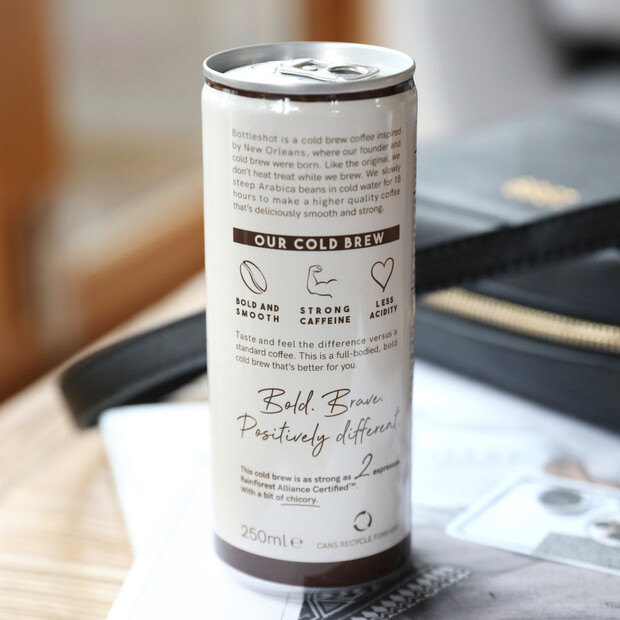 Can of Bottleshot Cold Brew Coffee | Lisa Angel