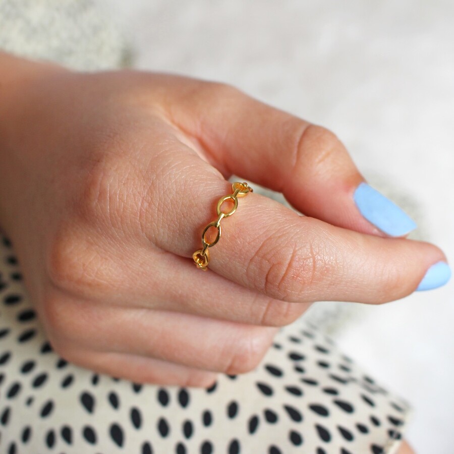 Gold Sterling Silver Chain Ring | Ladies' Jewellery | Lisa Angel