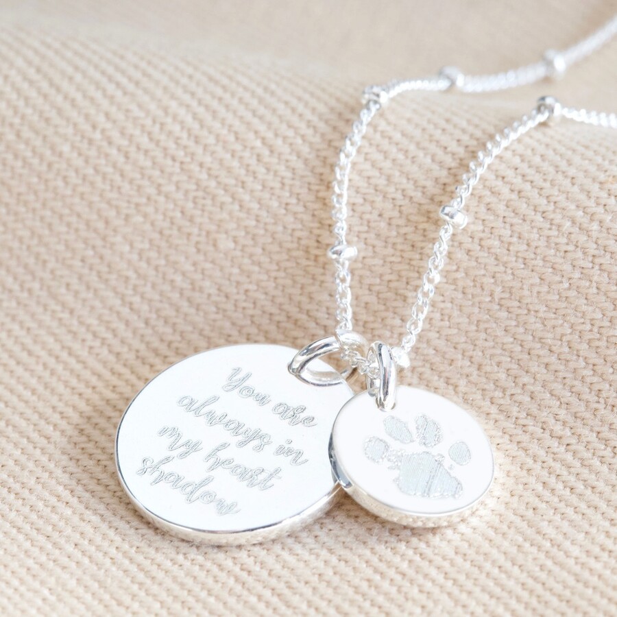 Personalised Sterling Silver Paw Print Disc Necklace | Lisa Angel
