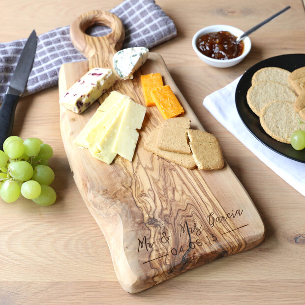 Personalised Irregular Olive Wood Serving Board | Lisa Angel