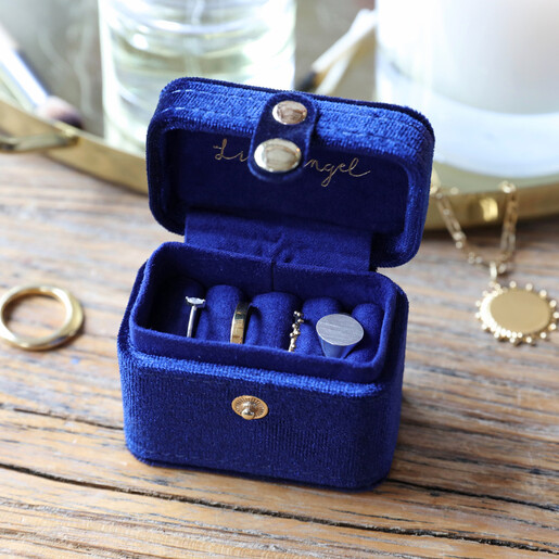 Starry Night Velvet Petite Travel Ring Box in Navy | Lisa Angel