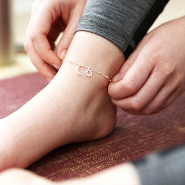 Moon and Sun Anklet in Silver | Jewellery | Lisa Angel