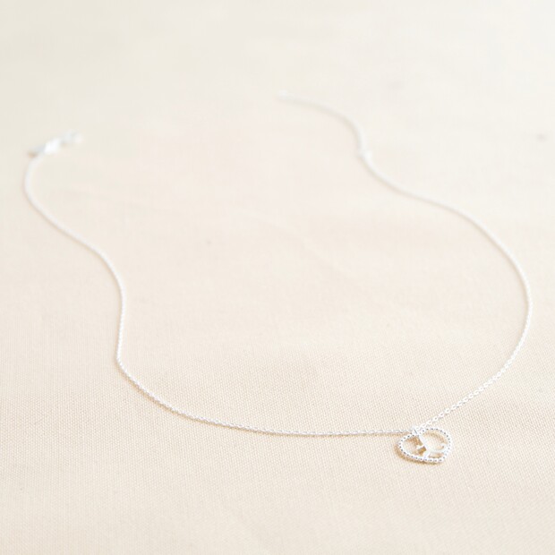 Silver Heart Initial Necklace | Jewellery | Lisa Angel