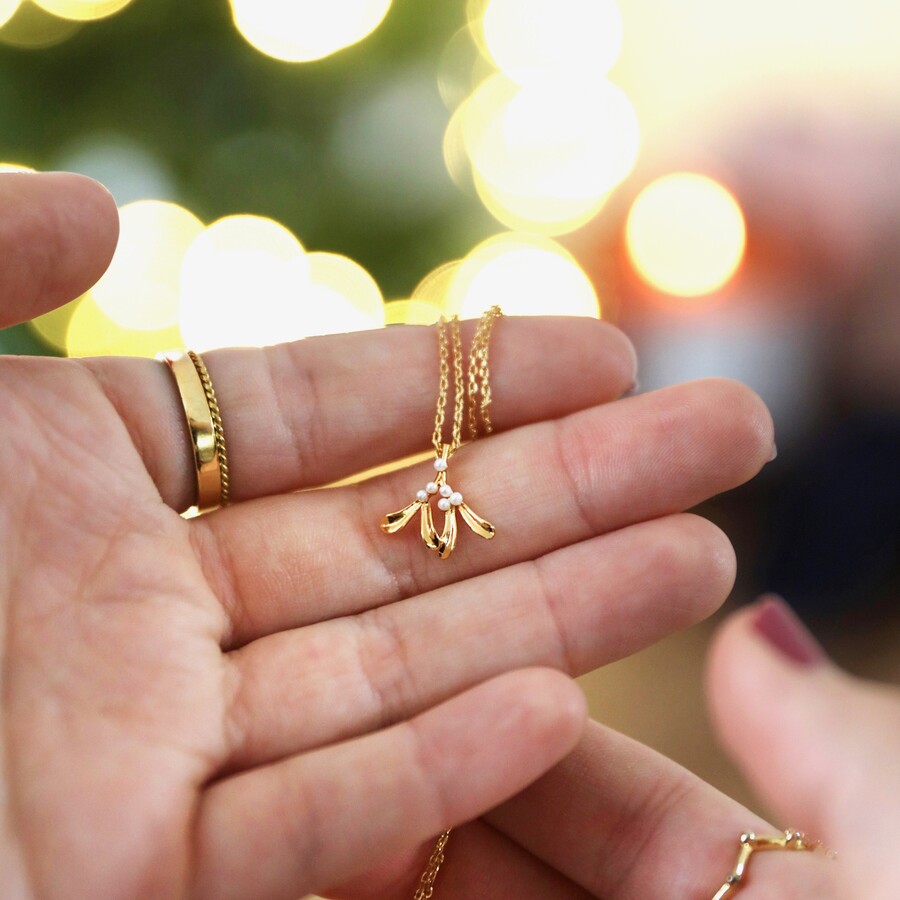 Mistletoe Necklace in Gold | Christmas | Lisa Angel
