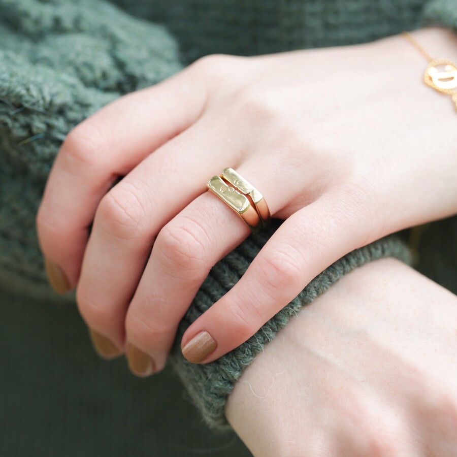 Set of 2 Kissing Face Rings in Gold | Lisa Angel