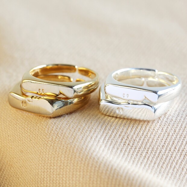 Set of 2 Kissing Face Rings in Gold | Lisa Angel