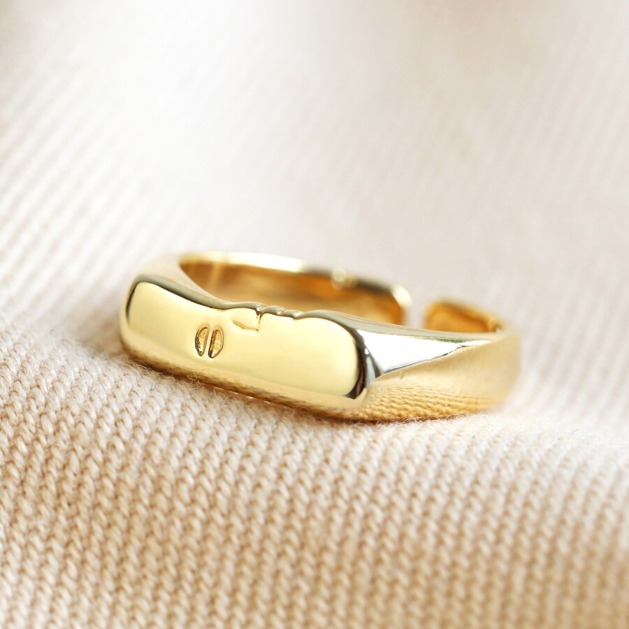 Set of 2 Kissing Face Rings in Gold | Lisa Angel