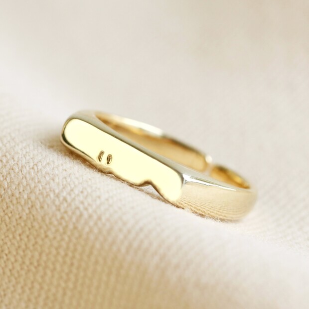Set of 2 Kissing Face Rings in Gold | Lisa Angel