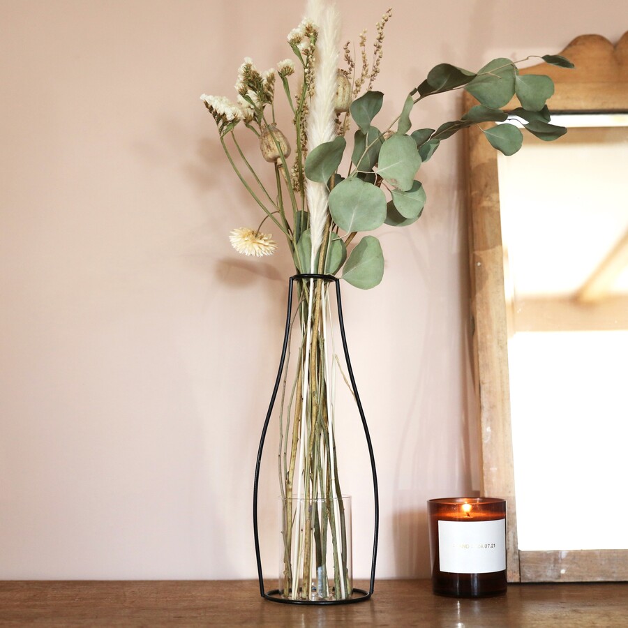 Large Black Metal Wire Outline Vase | Lisa Angel