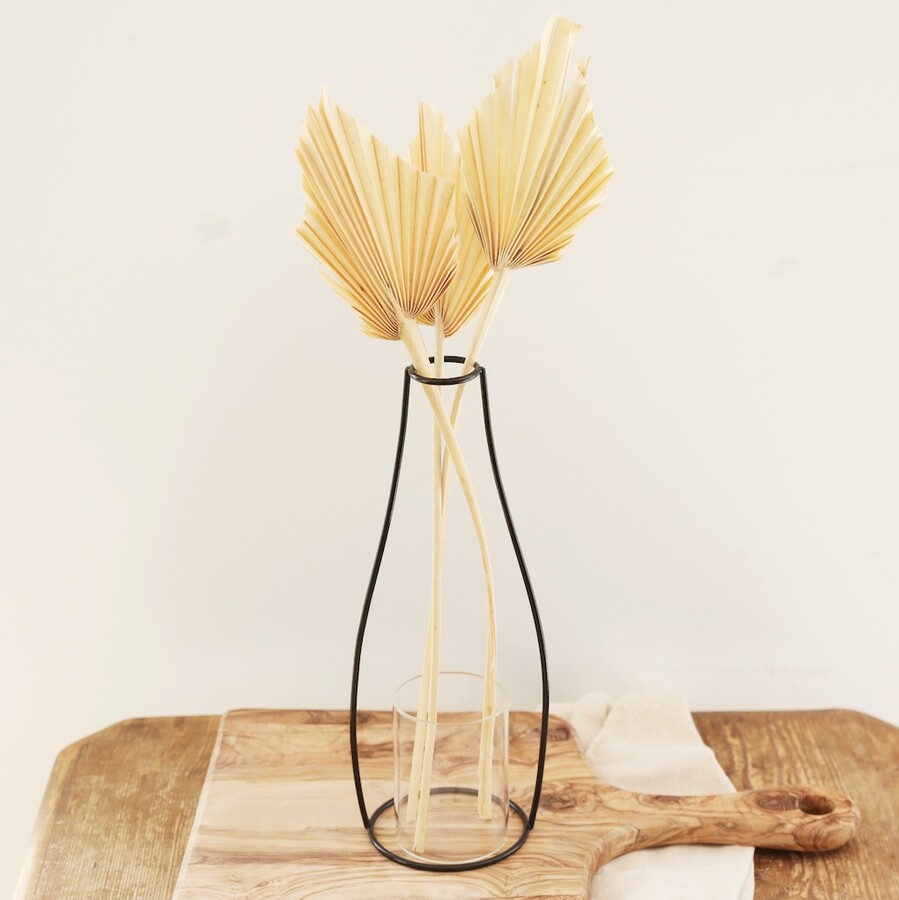 Large Black Metal Wire Outline Vase | Lisa Angel