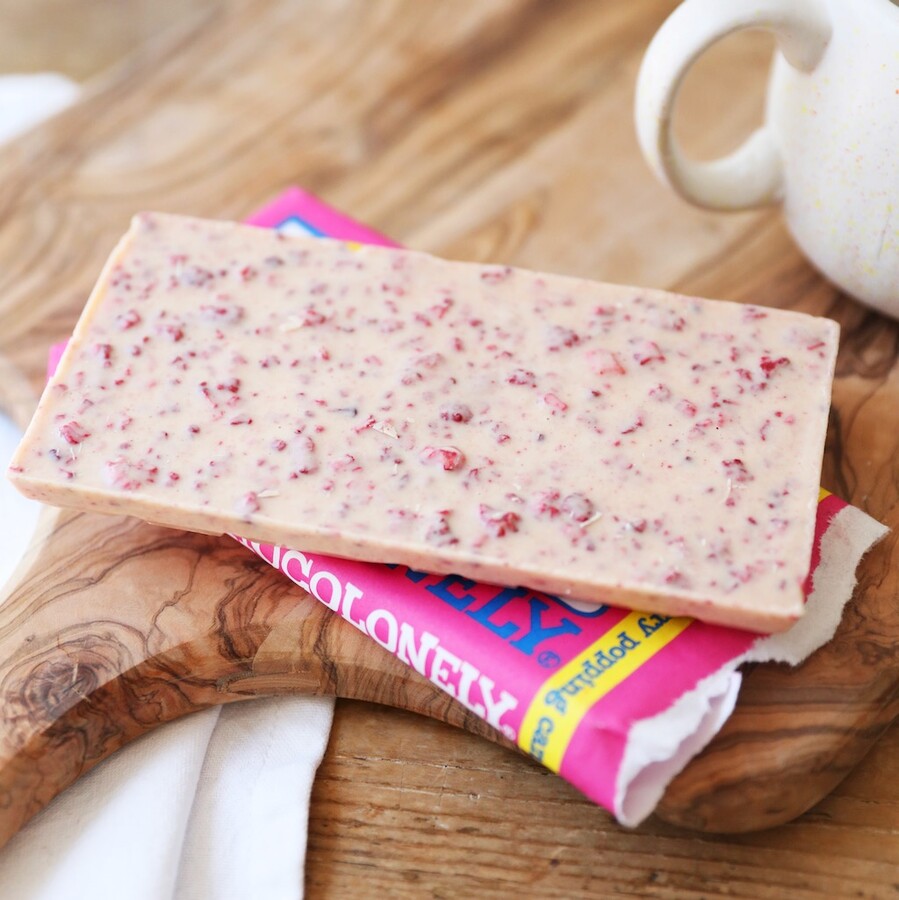 Tony's Chocolonely Raspberry Popping Candy Bar | Lisa Angel