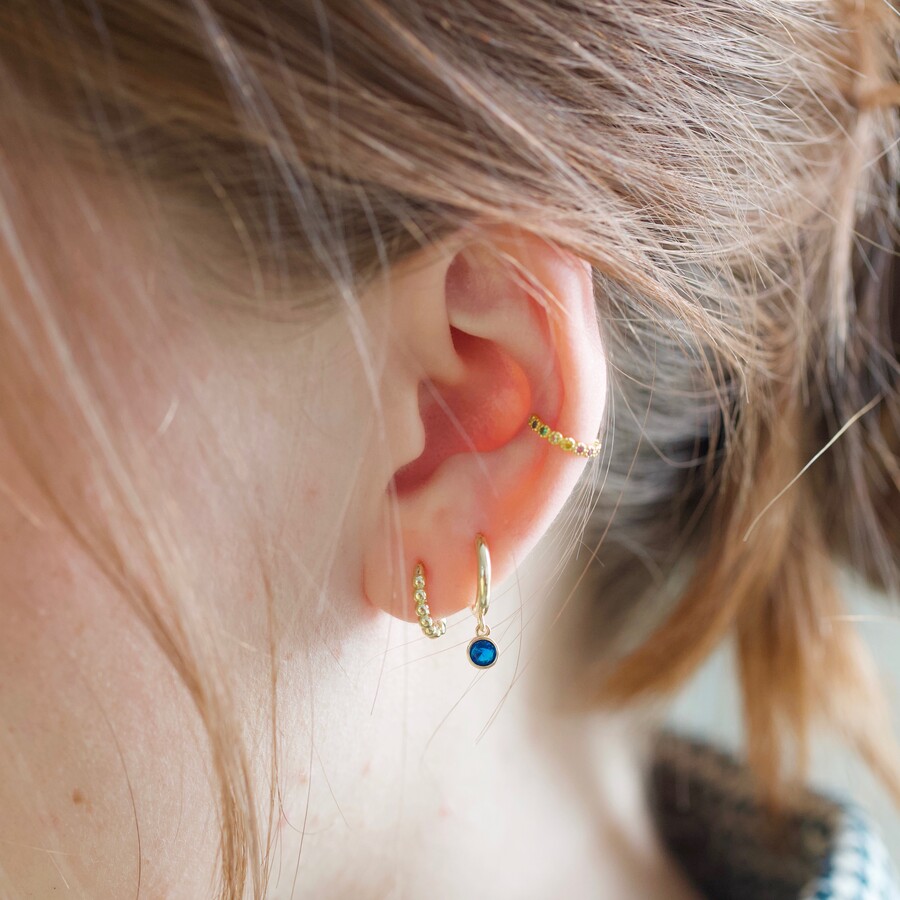 Tiny Gold Sterling Silver Rainbow Crystal Ear Cuff | Lisa Angel