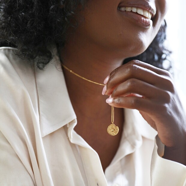 Gold Stainless Steel Cancer Pendant Necklace | Lisa Angel