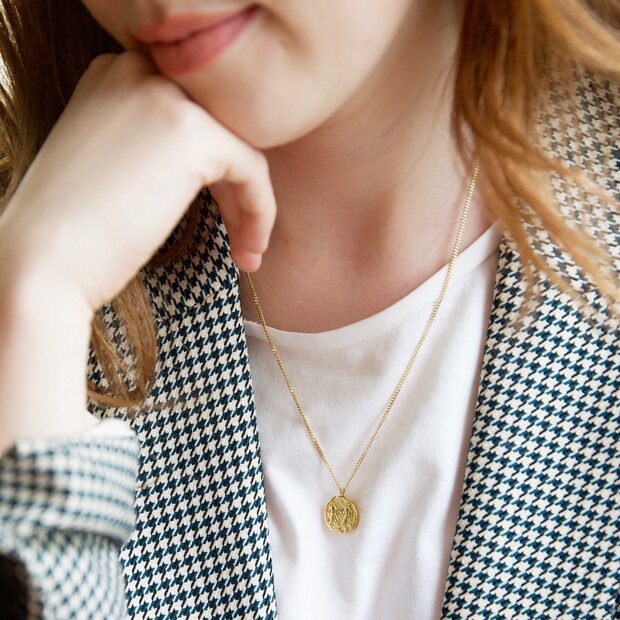 Gold Stainless Steel Gemini Pendant Necklace | Lisa Angel
