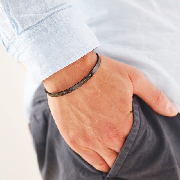 Men's Personalised Anniversary Steel Bangle | Lisa Angel