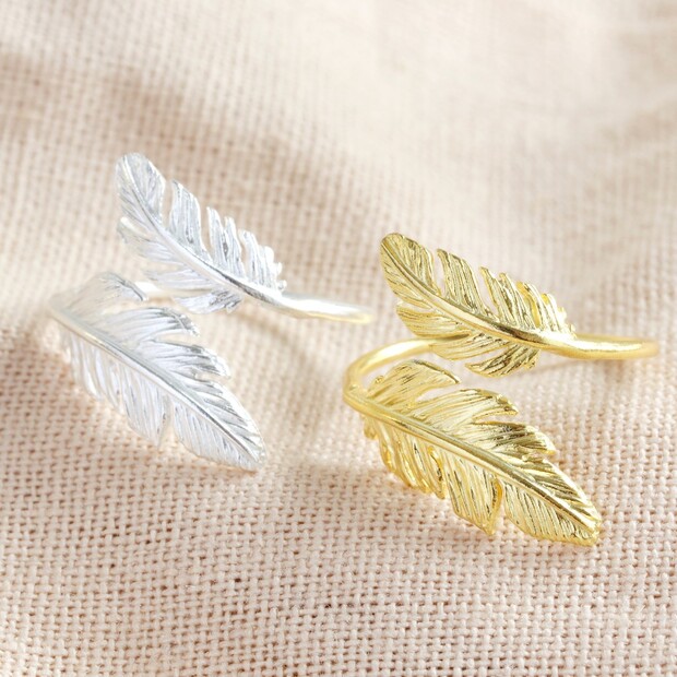 Silver Double Feather Ring | Jewellery | Lisa Angel