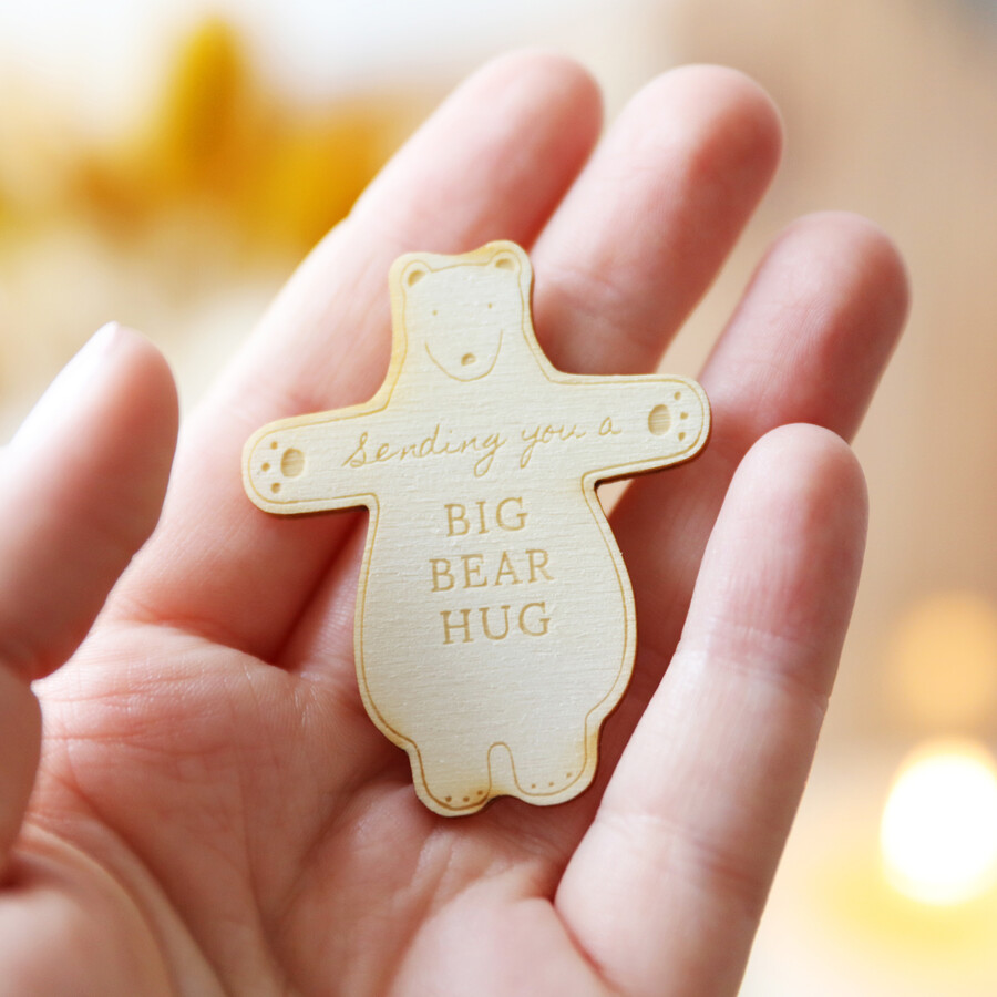 A Big Bear Hug Wooden Token | Lisa Angel