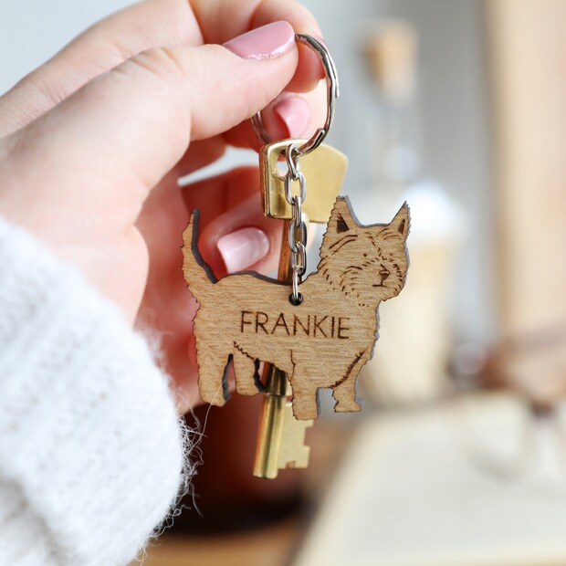 Personalised Wooden Dog Keyring | Lisa Angel