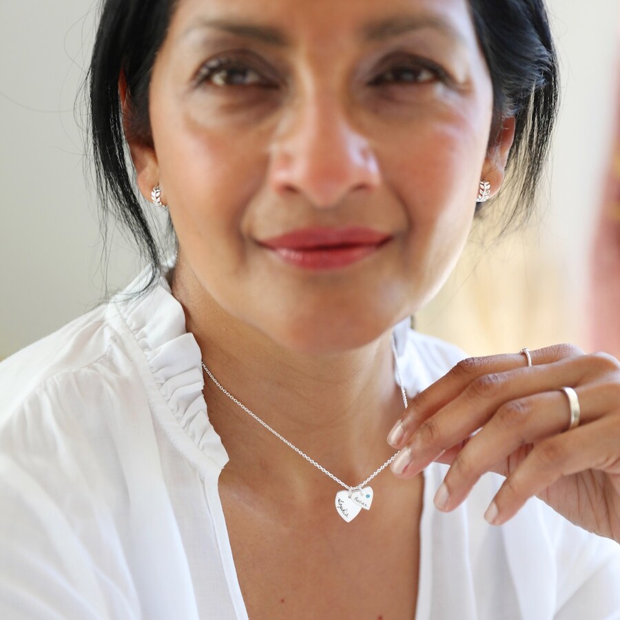 Personalised Swarovski Double Heart Necklace | Lisa Angel