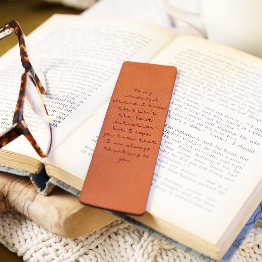 Personalised Meaningful Message Leather Bookmark | Lisa Angel