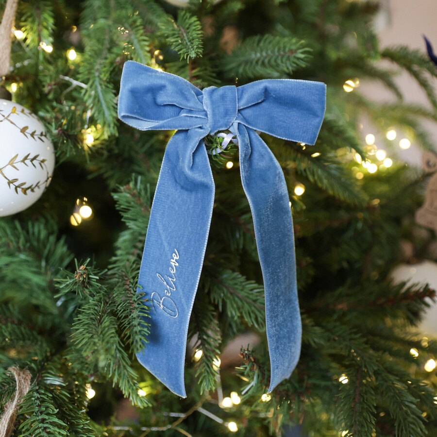 Personalised Velvet Bow Hanging Decoration | Lisa Angel