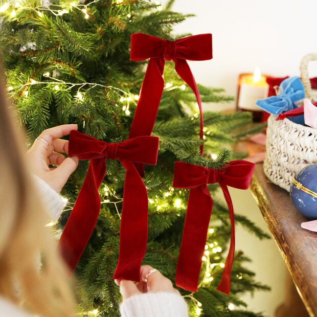 Set of 3 Velvet Bow Hanging Decorations | Lisa Angel
