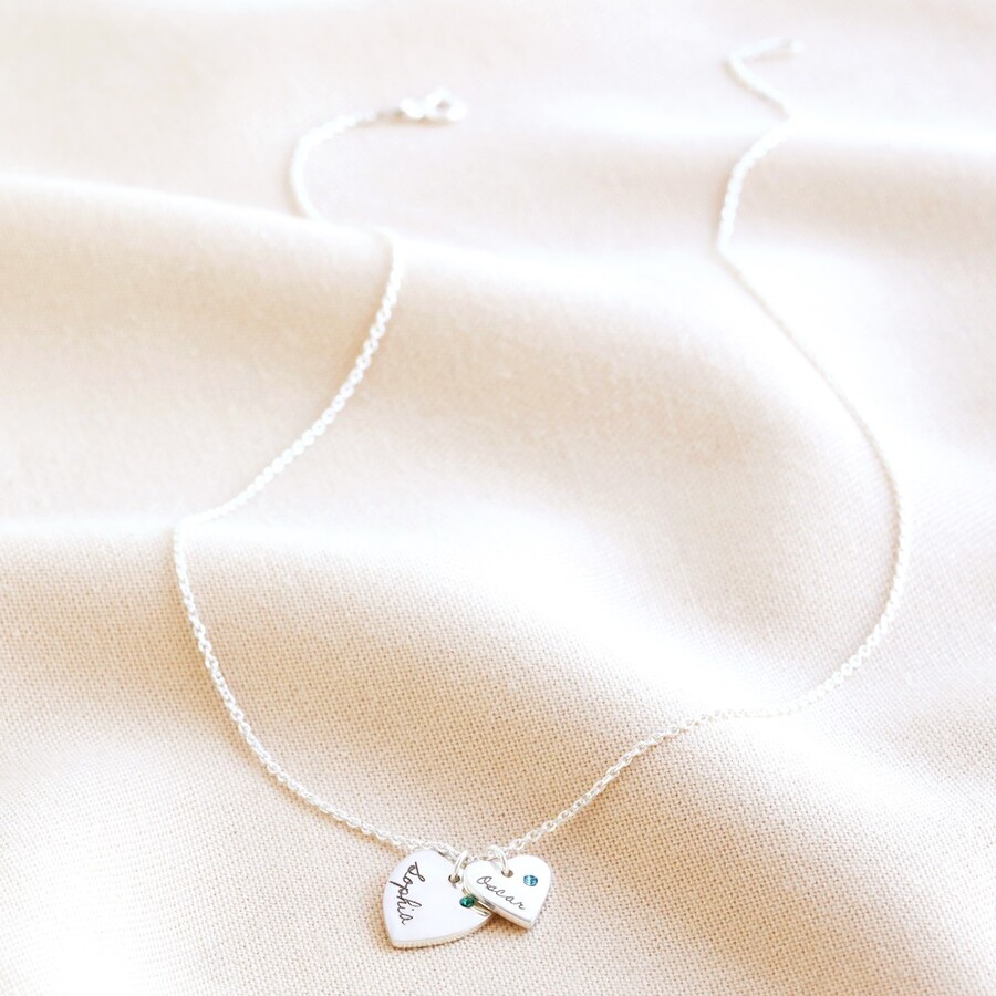 Personalised Swarovski Double Heart Necklace | Lisa Angel