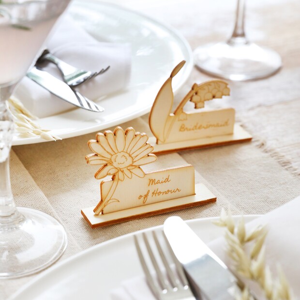 Personalised Wooden Birth Flower Place Settings | Lisa Angel